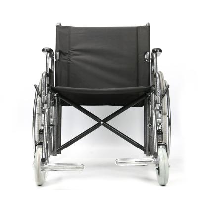 China 125kg Capacity Manual Steel Wheelchair 61cm Seat Width Widened Reinforced for sale