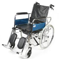 China Aluminum Manual Wheelchair with U Shape Commode Seat 100kg Capacity 44cm Width for sale