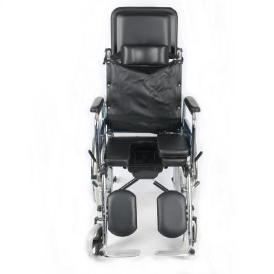 China Aluminum Manual Wheelchair with U Shape Commode Seat 100kg Capacity 44cm Width for sale