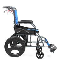 China Lightweight Aluminum Folding Wheelchair 46cm Seat Width 24 Inch Rear Wheel Fixed Armrest for sale
