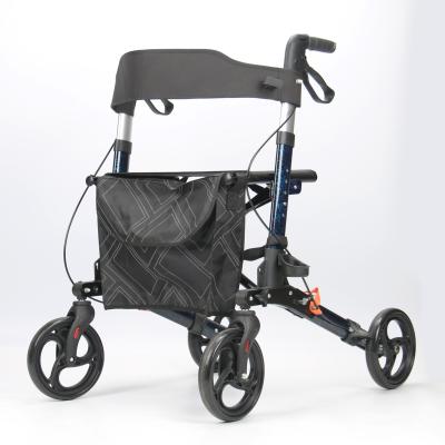 China Aluminum Alloy Mobility Shopping Push Cart with Seat and Basket 48cm Width for Supermarket for sale