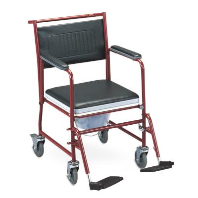 China Plastic Bariatric Wheelchair with Toilet Facility 100kg Capacity 52cm Seat Width Shower Transport Chair for sale