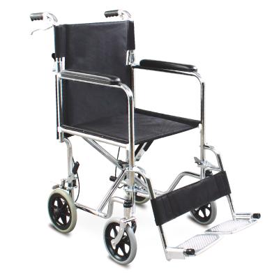 China Lightweight Steel Transport Wheelchair 89cm Height 100kg Capacity Solid Wheel for sale