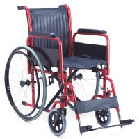 China Self Propelled Manual Wheelchair Lightweight Folding Steel Frame 100kg Capacity for sale