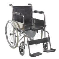 China Folding Steel Wheelchair with Commode Seat 100kg Capacity 44cm Seat Width for sale