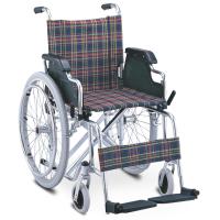 China Aluminum Folding Wheelchair 49cm Seat Width Solid Castor for Disabled GT-FS983L-6 for sale