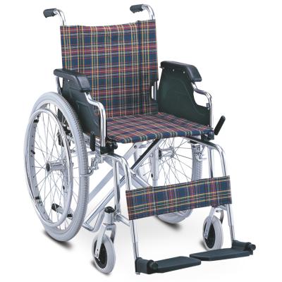 China Aluminum Folding Wheelchair 49cm Seat Width Solid Castor for Disabled GT-FS983L-6 for sale