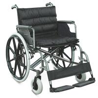 China Folding Steel Wheelchair 22 Inch Seat Width Detachable Armrest Rubber Foam Castor Heavy Duty 125kg Capacity for sale