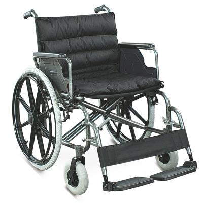 China XL 22 Inch Seat Folding Steel Wheelchair 125kg Capacity Detachable Arms for sale