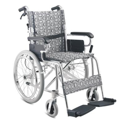 China Silver Aluminum Manual Wheelchair 46cm Seat Width Hospital Use Solid Castor for sale