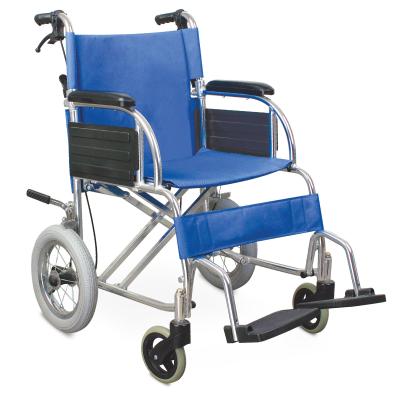 China Lightweight Aluminum Manual Transport Wheelchair 100kg Capacity Blue for sale