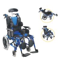 China Pediatric Aluminum Transport Chair Solid Castor Lightweight Childrens Wheelchair 75kg Capacity for sale