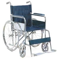 China Folding Steel Wheelchair GT-874 Double Cross Bar Chromed Frame 1.2mm Tube Solid Wheels for sale