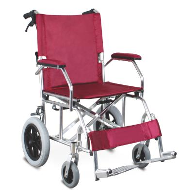 China 12 inch PU Travelite Folding Transport Wheelchair with Linkage Brake 460 pcs per container for sale