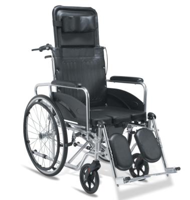 China Foldable Wheelchair with Commode Elevating Footrest 100kg Capacity 53cm Seat Height for sale