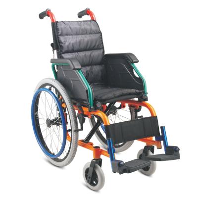China Pediatric Manual Wheelchair Aluminum Frame 48cm Seat Width Pneumatic Rear Wheel for sale