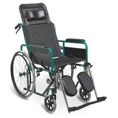 China Hospital Cup Holder Wheelchair Steel Folding 100kg Capacity Detachable Armrest Powder Coating for sale