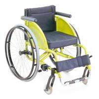 China Young Lightweight Manual Sport Wheelchair 36cm Seat Height 59cm Seat Width Yellow Coating for sale