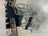 China Heavy Duty Folding Steel Wheelchair 20inch Seat 100kg Capacity Solid Castor for sale