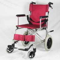 China Lightweight Aluminum Manual Wheelchair 100KGS Capacity Red Seat 46cm Width for sale