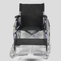 China Chromed Steel Folding Wheelchair with Double Cross Bar 100kg Capacity 44cm Seat for sale