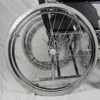 China Chromed Steel Folding Wheelchair with Double Cross Bar 100kg Capacity 44cm Seat for sale
