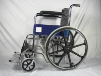 China ISO Foldable Steel Wheelchair With Solid Castor Rear Wheel for sale