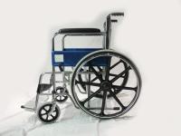 China Solid Castor Folding Steel Wheelchair Fixed Armrest And Footrest for sale