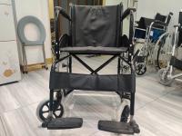 China Fixed Armrest Folding Steel Wheelchair 100kg Capacity 44cm Seat Width for sale