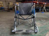 China Folding Steel Wheelchair 100kg Capacity Solid Castor for Surgical Care for sale