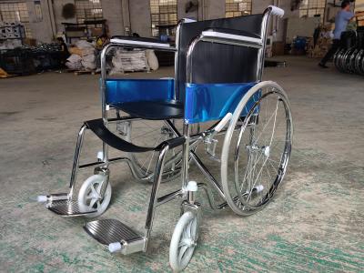 China Folding Steel Wheelchair 100kg Capacity Solid Castor for Surgical Care for sale