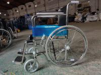 China Folding Steel Wheelchair 100kg Capacity Solid Castor for Surgical Care for sale