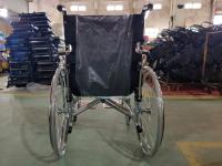 China Foldable Steel Wheelchair 100kg Capacity Removable Footrest Flip-Up Armrest for sale