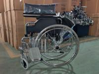 China Foldable Steel Wheelchair 100kg Capacity Removable Footrest Flip-Up Armrest for sale