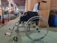China Foldable Steel Wheelchair 100kg Capacity Removable Footrest Flip-Up Armrest for sale
