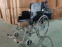 China Foldable Steel Wheelchair 100kg Capacity Removable Footrest Flip-Up Armrest for sale
