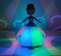 China Custom Dancing Princess Universal Spinning Cool Light Music Aisha plastic Toy figure for sale