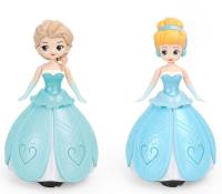 China Custom Dancing Princess Universal Spinning Cool Light Music Aisha plastic Toy figure for sale