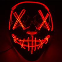 China Custom Halloween Mask LED Glowing Mask Black Words Halloween LED Masks Facepiece for sale
