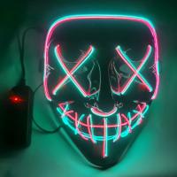 China Custom Halloween Mask LED Glowing Mask Black Words Halloween LED Masks Facepiece for sale