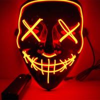 China Custom Halloween Mask LED Glowing Mask Black Words Halloween LED Masks Facepiece for sale