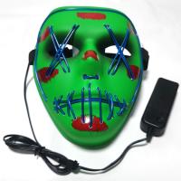 China Custom Halloween Mask LED Glowing Mask Black Words Halloween LED Masks Facepiece for sale