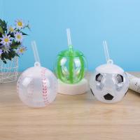 China Custom Plastic Football Shaped Cup With Straw Cute Milk Tea Cup for sale