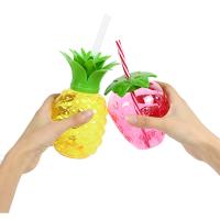 China Customized Plastic Fruit Shaped Cup with Straw Cute Milk Tea Cup Portable Juice Bottle for sale