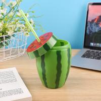 China Customized Plastic Fruit Shaped Cup with Straw Cute Milk Tea Cup Portable Juice Bottle for sale
