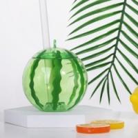 China Customized Plastic Fruit Shaped Cup with Straw Cute Milk Tea Cup Portable Juice Bottle for sale