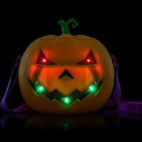 China Custom 3D Voice-activated Pumpkin Shape Luminous Popcorn OEM Cute Food Container Bucket for sale