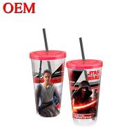 China Supplier High Quality Customized Marvel Double Walled Plastic Travel Cup With Straw for sale