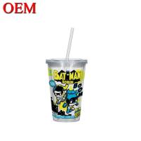 China Supplier High Quality Customized Marvel Double Walled Plastic Travel Cup With Straw for sale