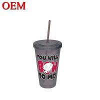 China Supplier High Quality Customized Marvel Double Walled Plastic Travel Cup With Straw for sale